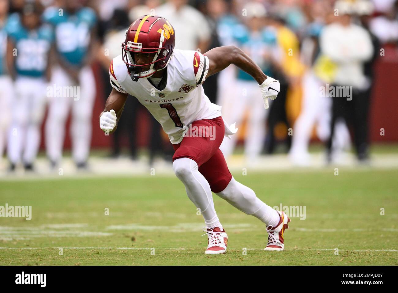 Washington Commanders wide receiver Jahan Dotson (1) in action during ...