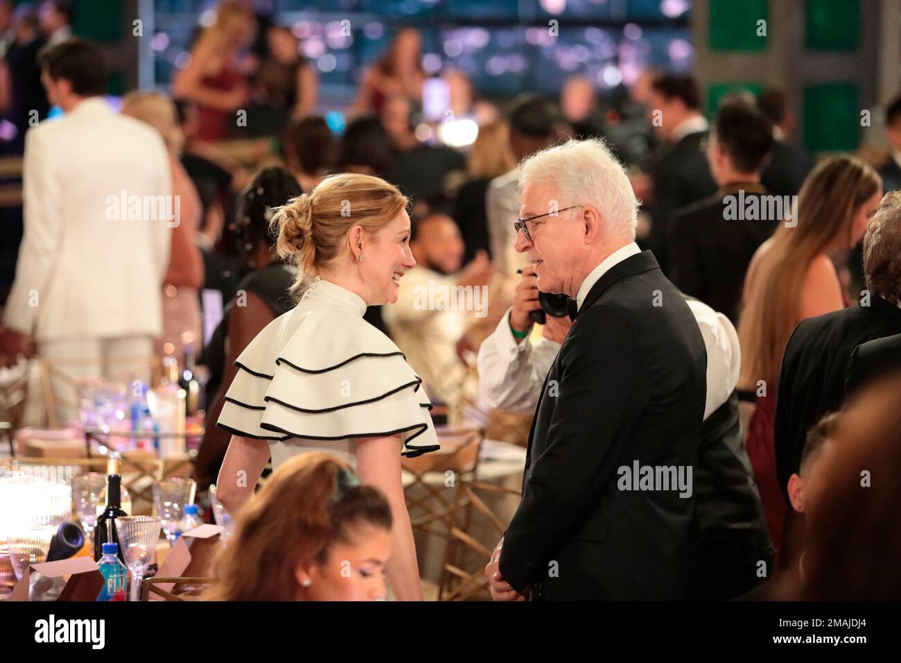 Laura Linney, left, and Steve Martin at the 74th Emmy Awards on Monday ...