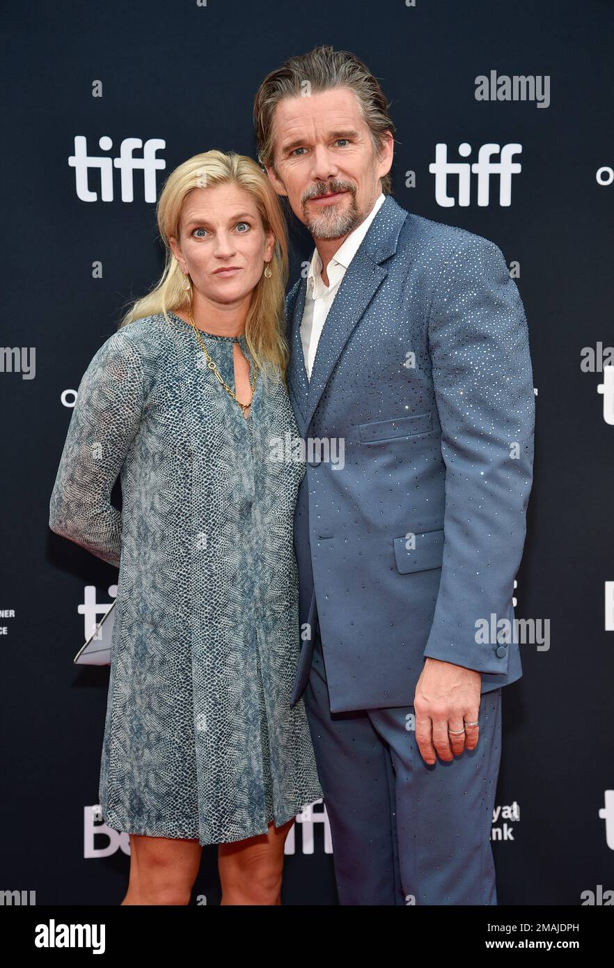 Ethan Hawke, right, and wife Ryan Hawke attend the premiere of "Raymond ...