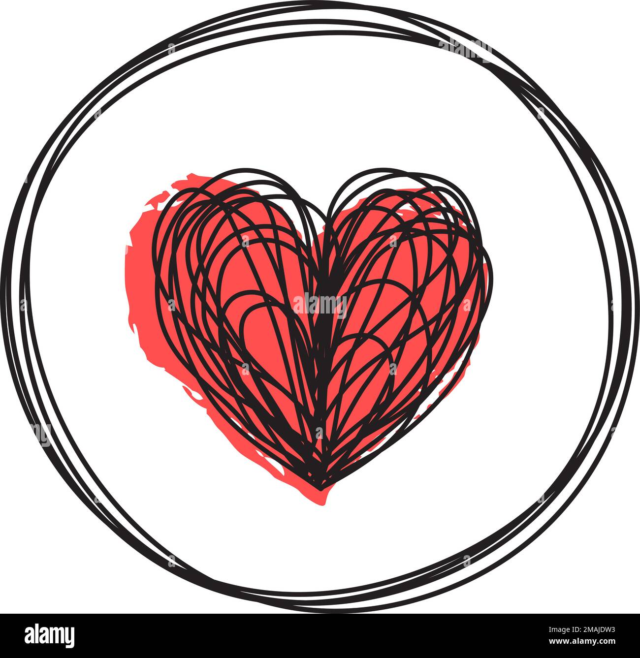 Heart in circle shaped tangled grungy scribble Stock Vector Image & Art ...