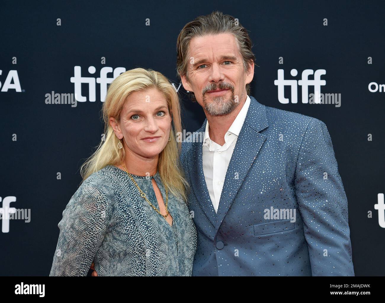 Ethan Hawke, right, and wife Ryan Hawke attend the premiere of "Raymond ...
