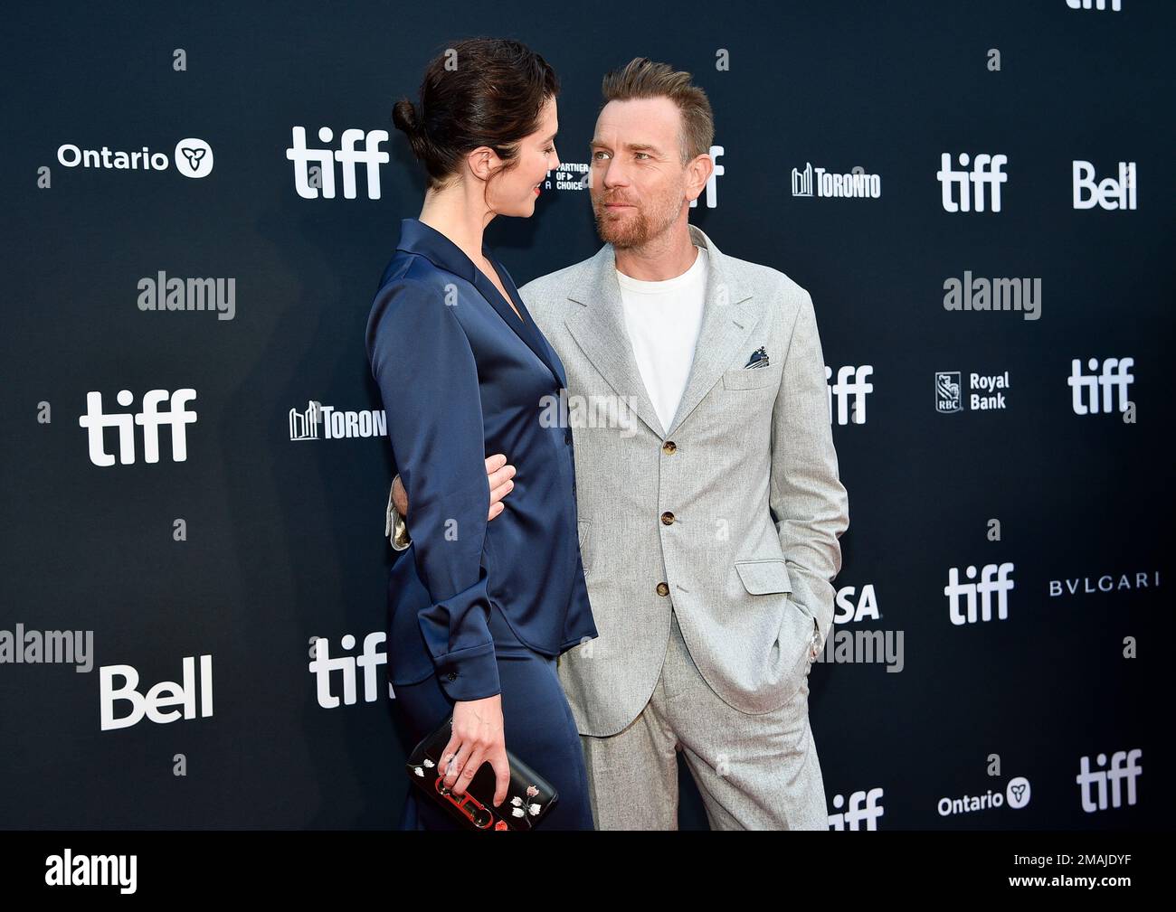 Ewan McGregor, right, and wife Mary Elizabeth Winstead attend the ...
