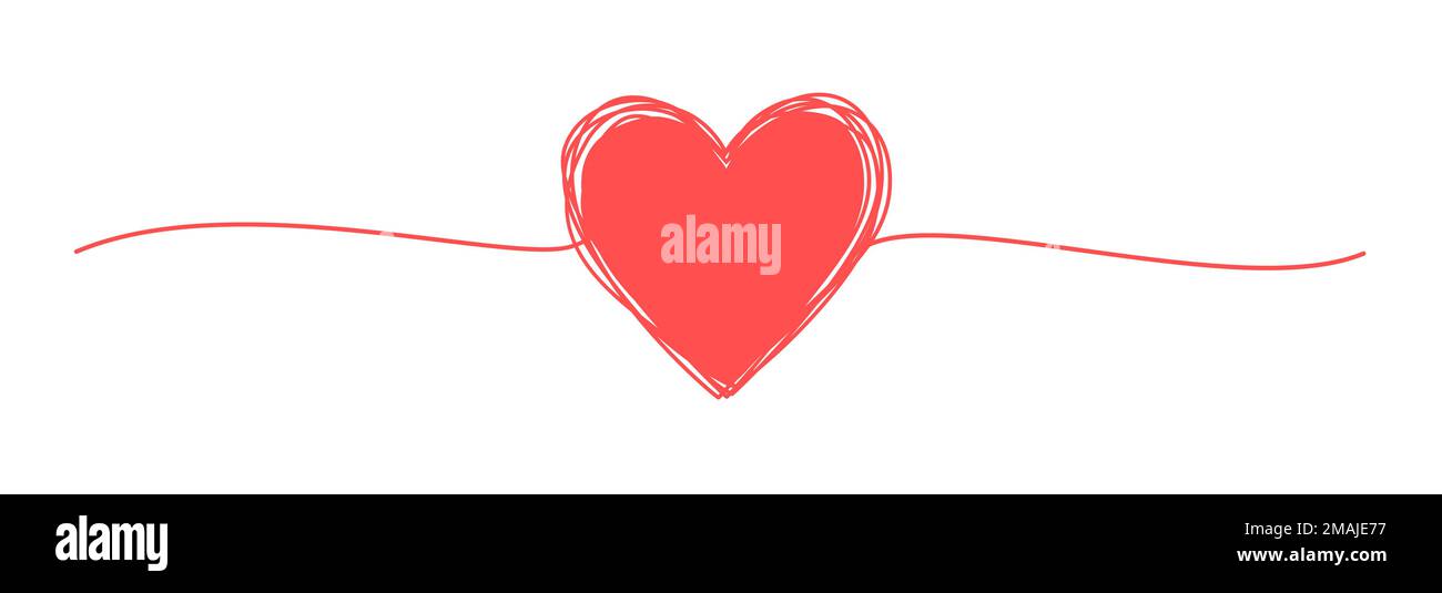 Tangled Grungy Red Heart Scribble Hand Drawn With Thin Line Divider
