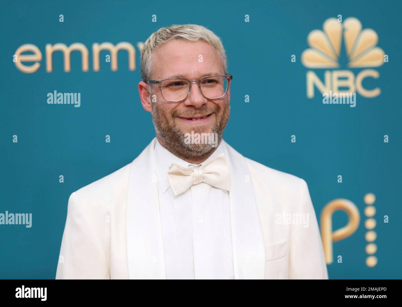 Seth Rogen arrives at the 74th Emmy Awards on Monday, Sept. 12, 2022 at ...