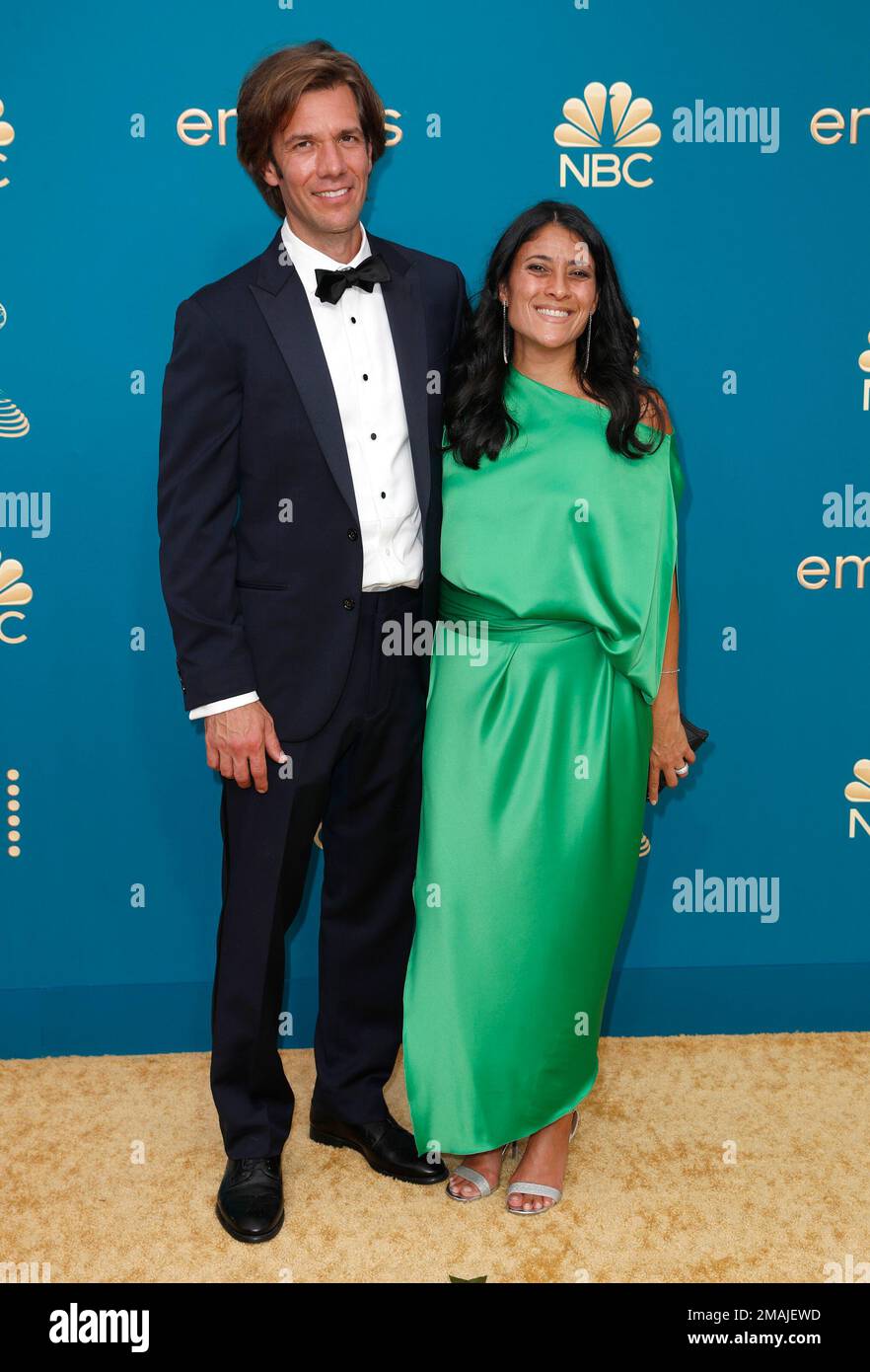 Anthony Spino, left, and Denise Rehrig arrive at the 74th Emmy Awards ...