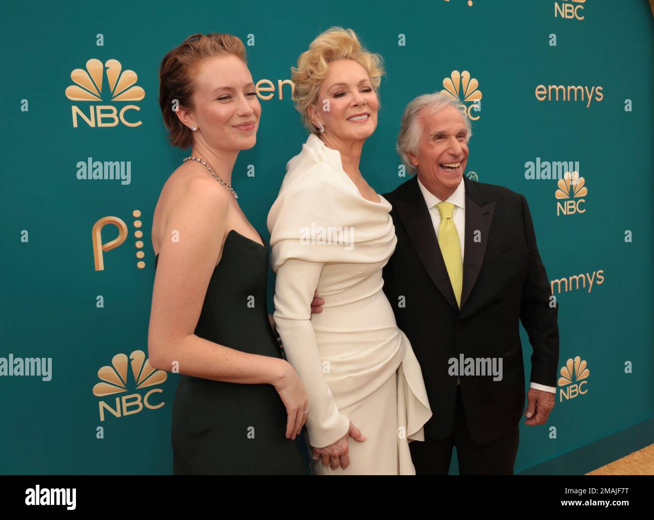 Hannah Einbinder, from left, Jean Smart and Henry Winkler arrive at the ...