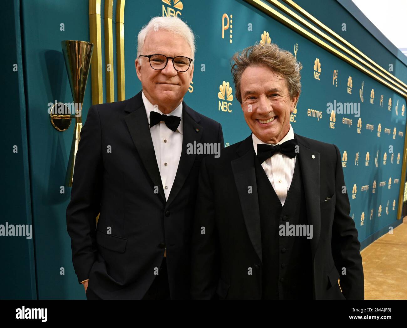 Steve Martin, left, and Martin Short arrive at the 74th Emmy Awards on ...
