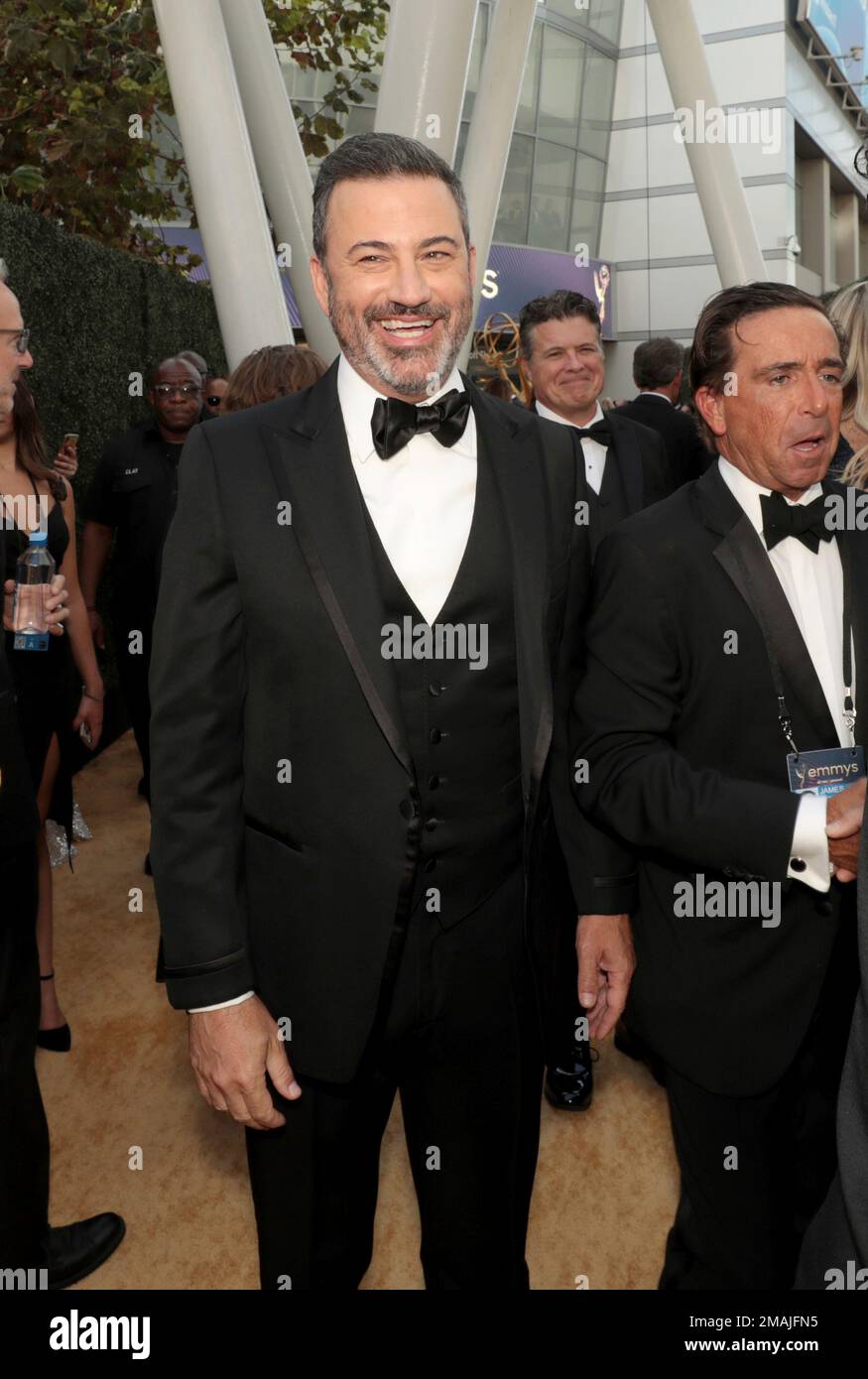 Jimmy Kimmel arrives at the 74th Emmy Awards on Monday, Sept. 12, 2022 ...