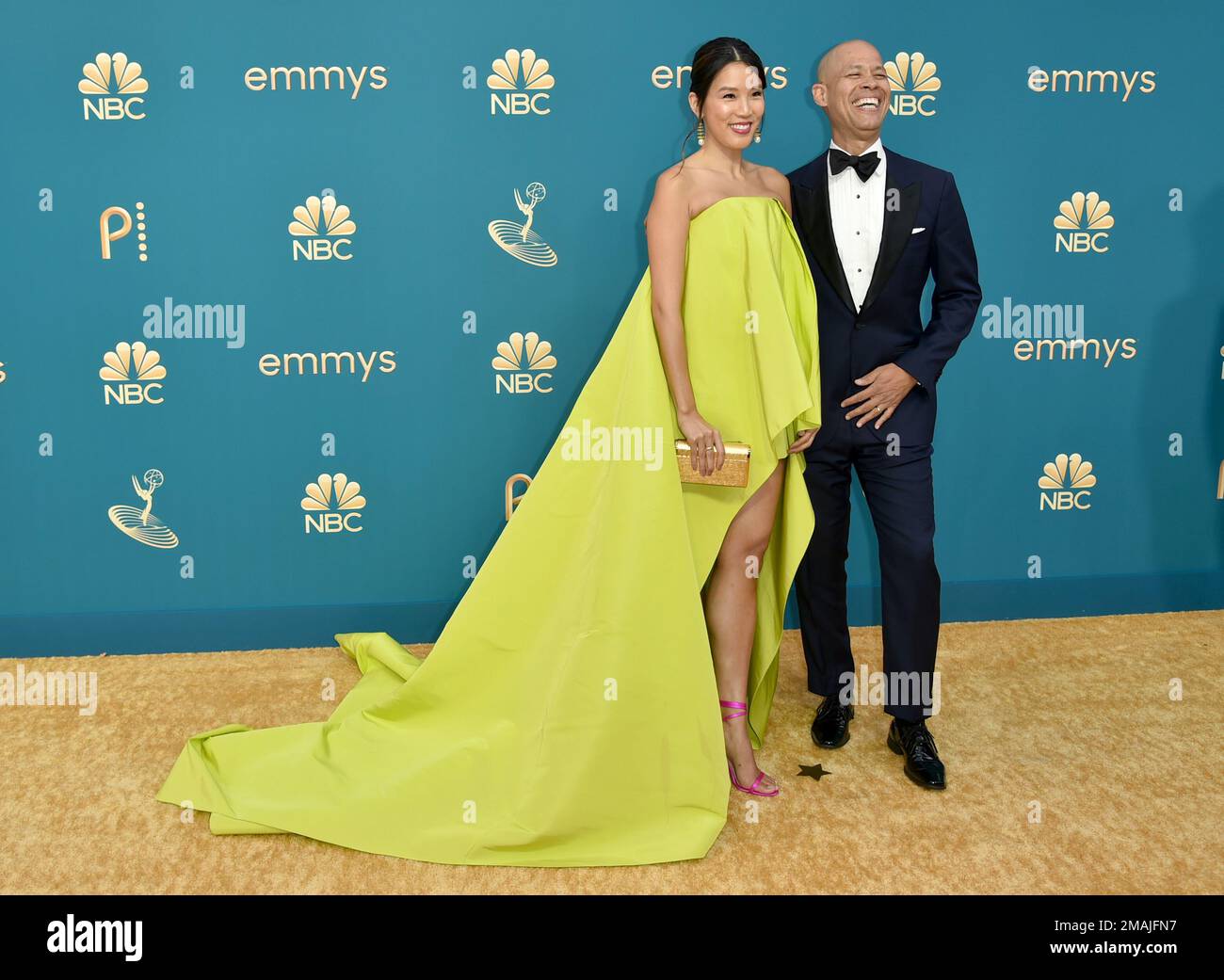 Marian Wang, left, and Vladimir Duthiers arrive at the 74th Primetime ...
