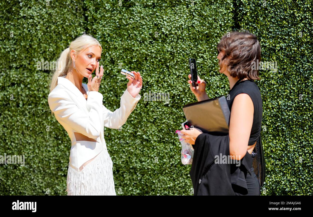 Zanna Roberts Rassi at the Drybar touch up station during the 74th Emmy ...