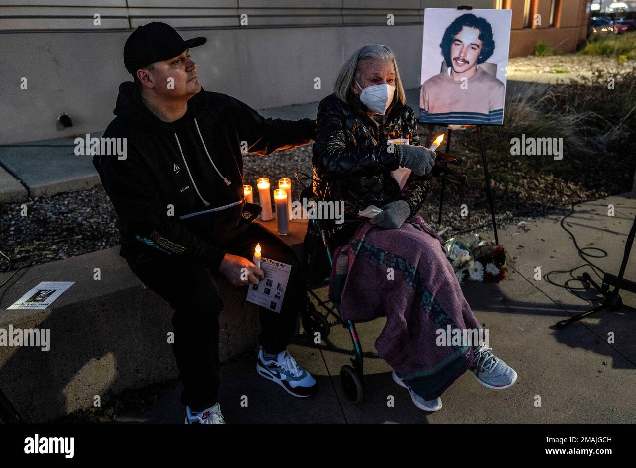 Vacaville, Calif, USA. 16th Dec, 2022. Gregory Palomo, left, comforts ...