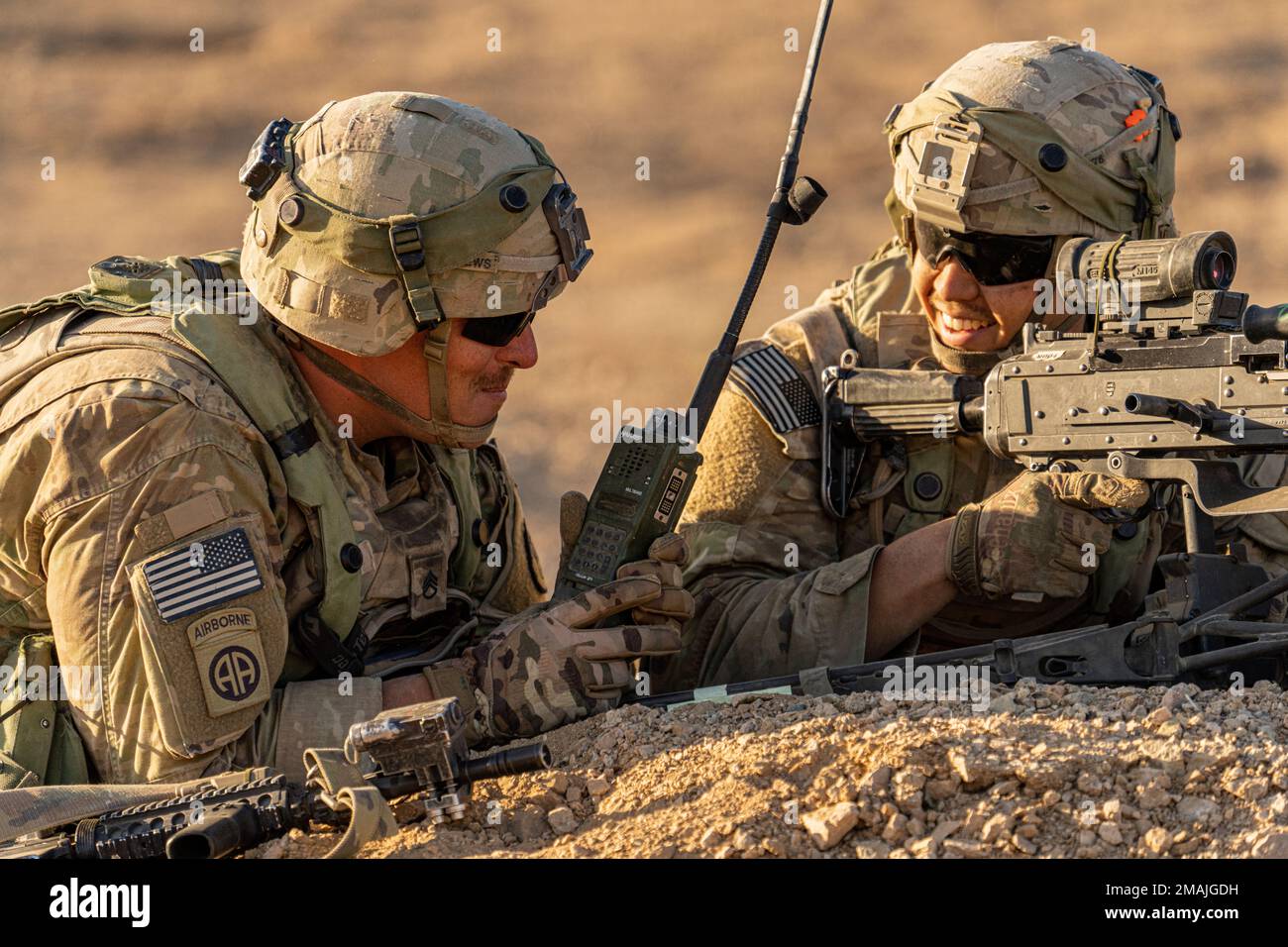 U.S. Army Troopers Staff Sgt. Michael Mathews (left), a weapon squad ...