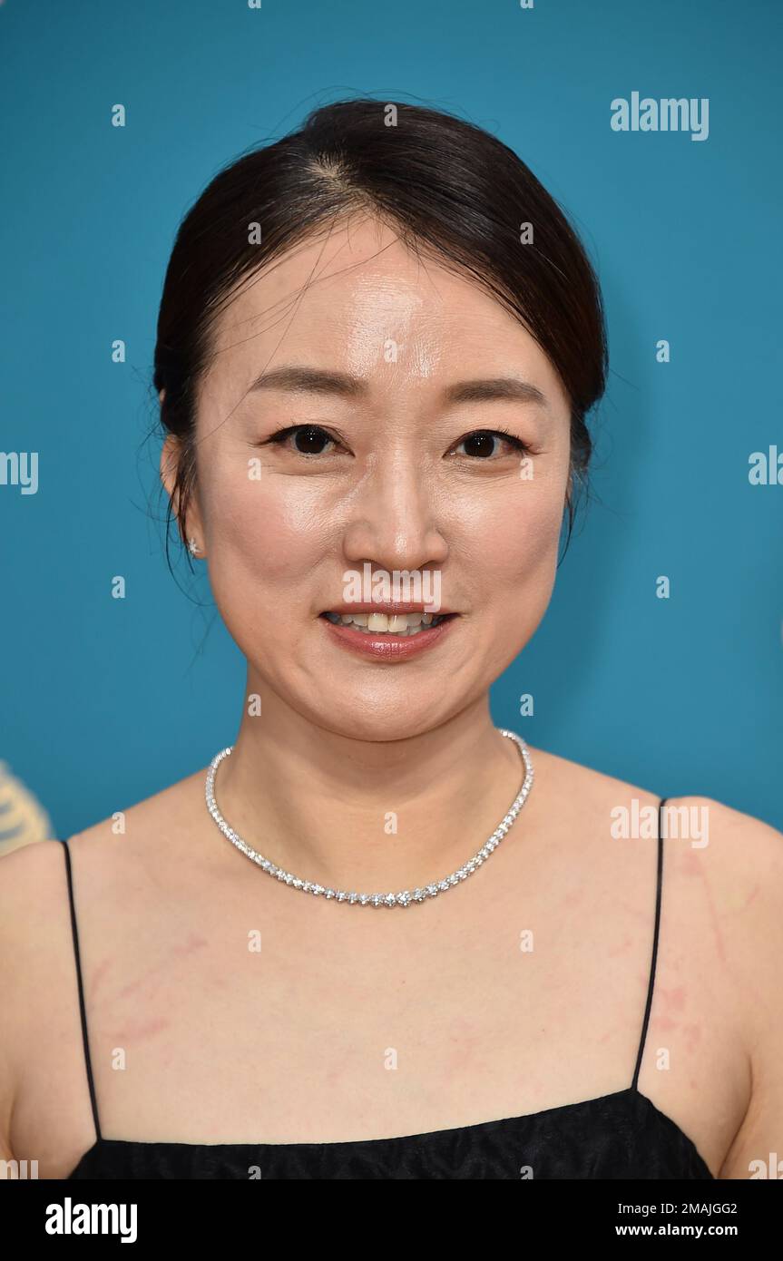 Kim Ji-yeon arrives at the 74th Emmy Awards on Monday, Sept. 12, 2022 ...