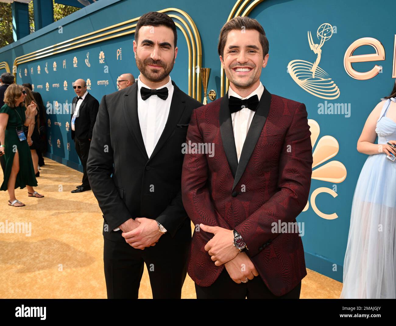 Brett Goldstein, left, and Phil Dunster arrive at the 74th Emmy Awards ...