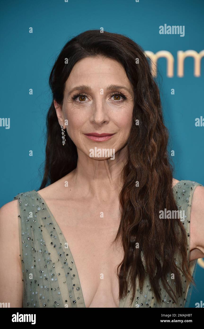 Marin Hinkle arrives at the 74th Emmy Awards on Monday, Sept. 12, 2022 ...