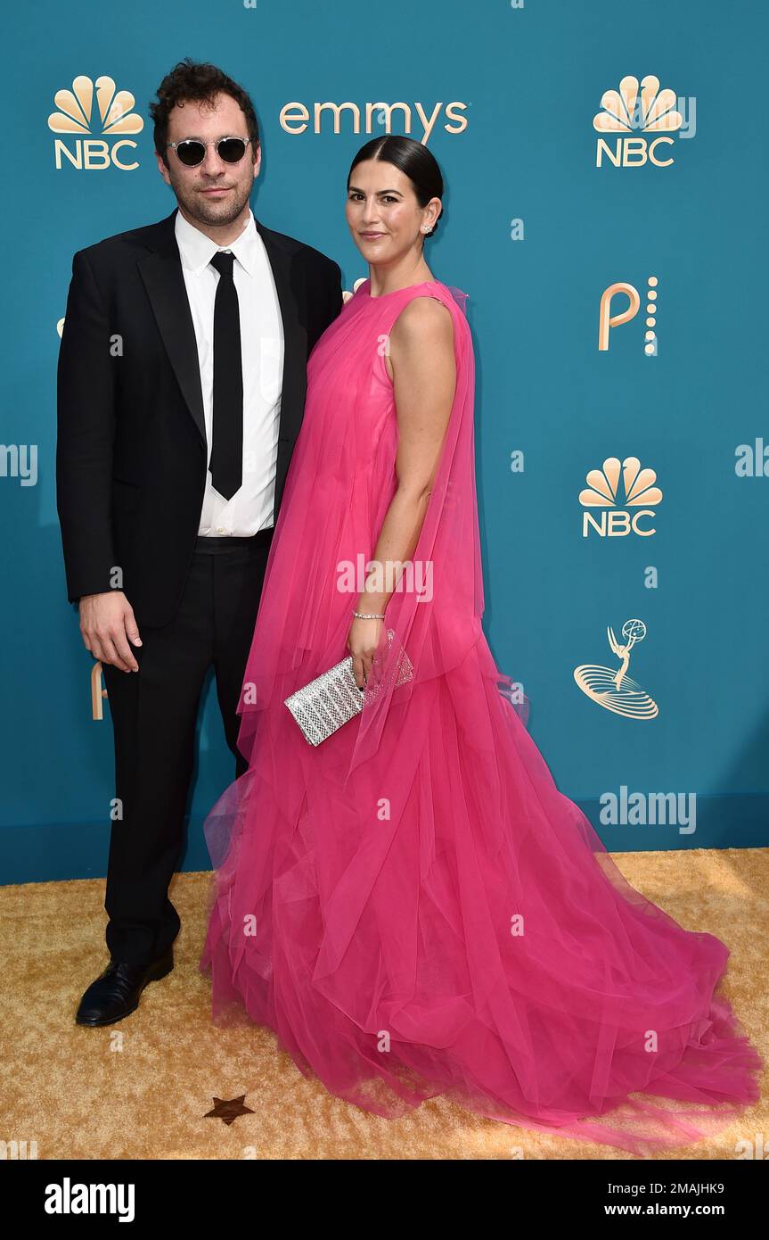Theodore Bressman, left, and Ali Krug arrive at the 74th Emmy Awards on ...