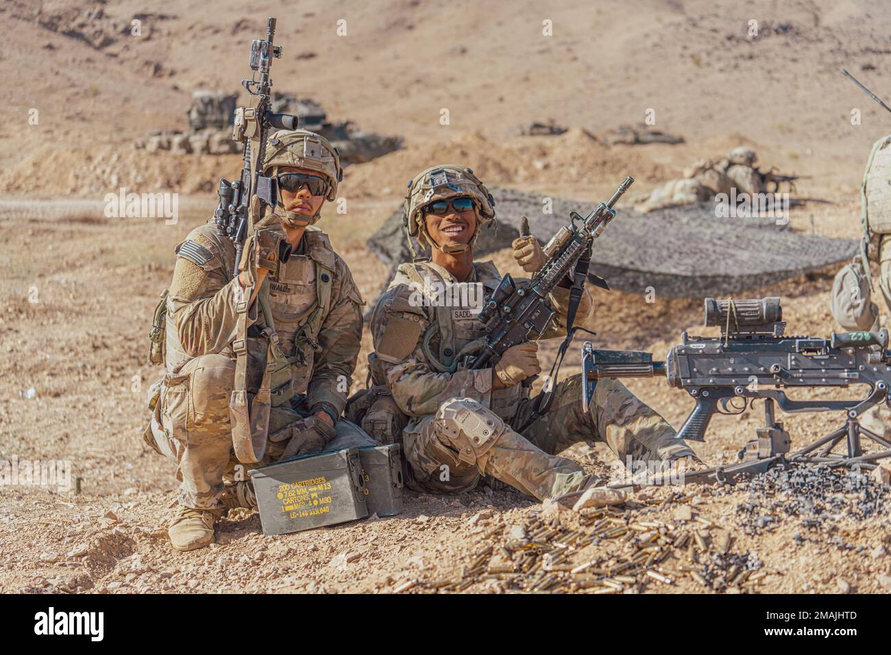 U.S. Army Troopers Pfc. Eric Reichwaldt (left), a gunner, and Spc ...