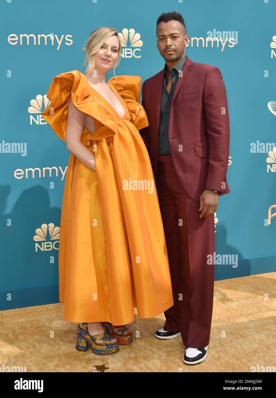 M.J. Delaney, left, and Bashan Aquart arrive at the 74th Primetime Emmy ...