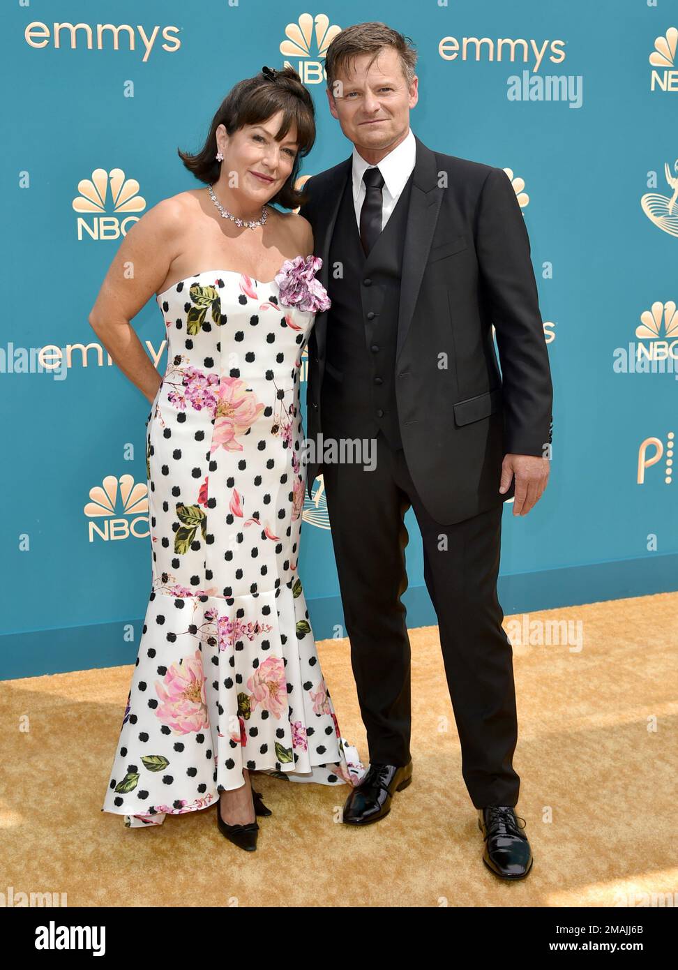 Robyn Peterman, left, and Steve Zahn arrive at the 74th Primetime Emmy ...