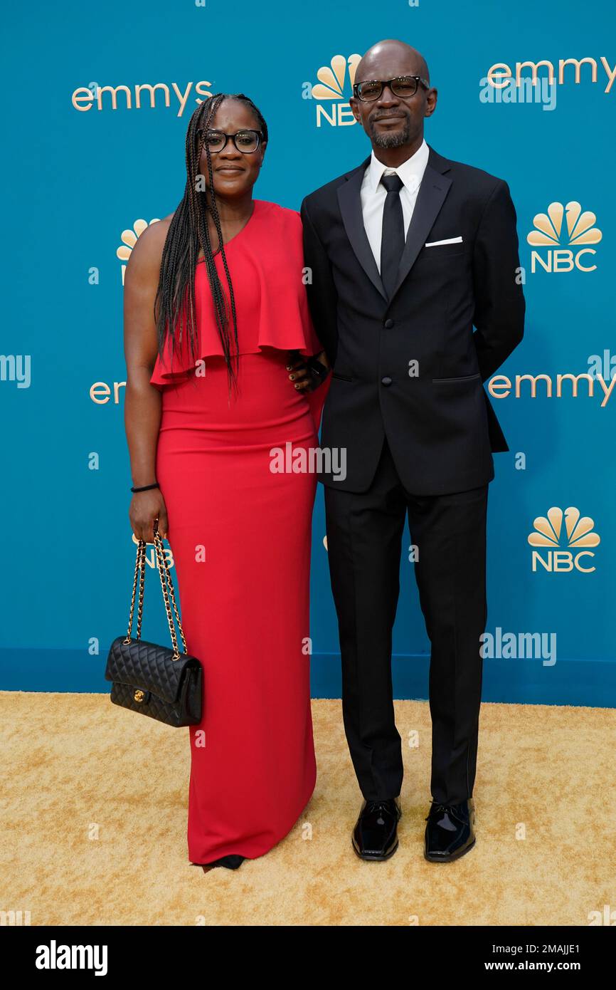 Abby Ajayi, left, and Akin Ajayi arrive at the 74th Primetime Emmy ...