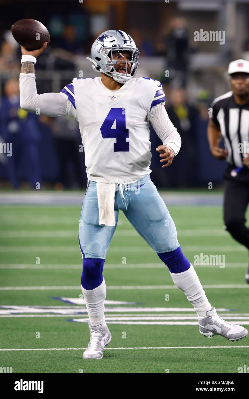 Dallas Cowboys quarterback Dak Prescott (4) looks to pass in the second ...