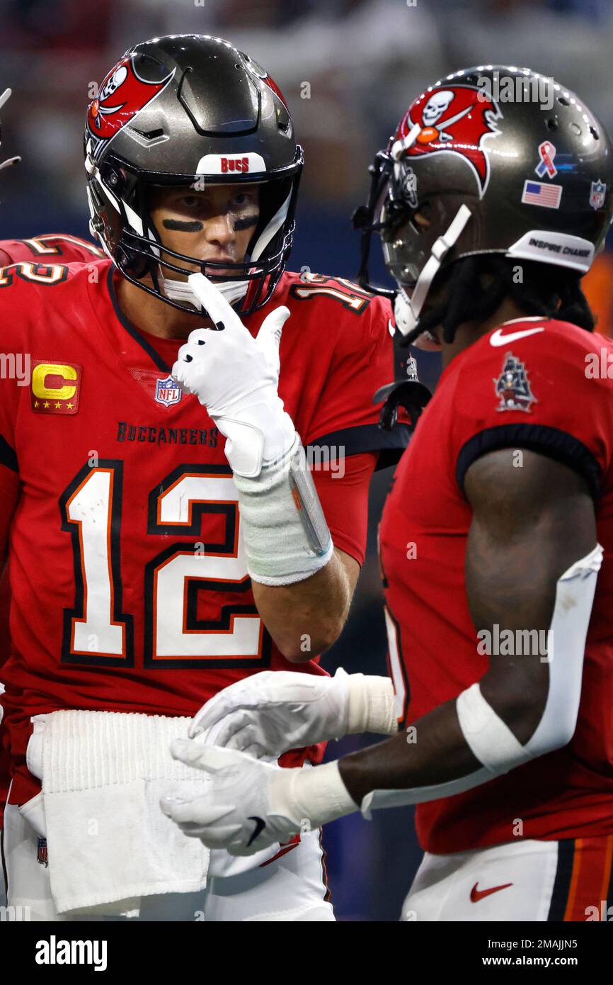 Tampa Bay Buccaneers quarterback Tom Brady (12) talks with wide ...