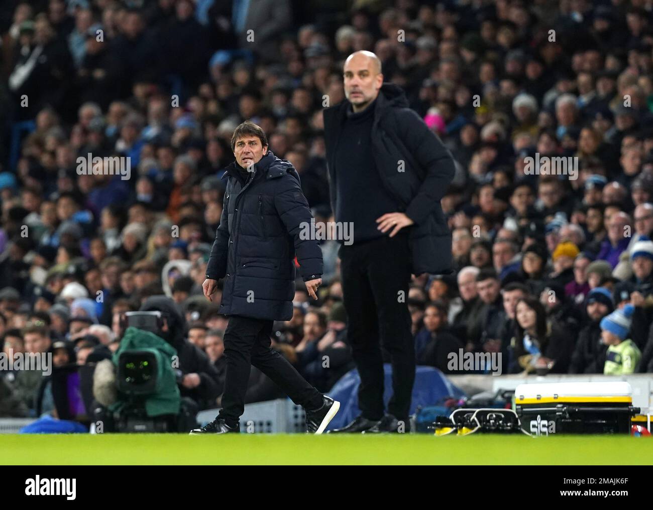 Tottenham Hotspur manager Antonio Conte and Manchester City manager Pep ...