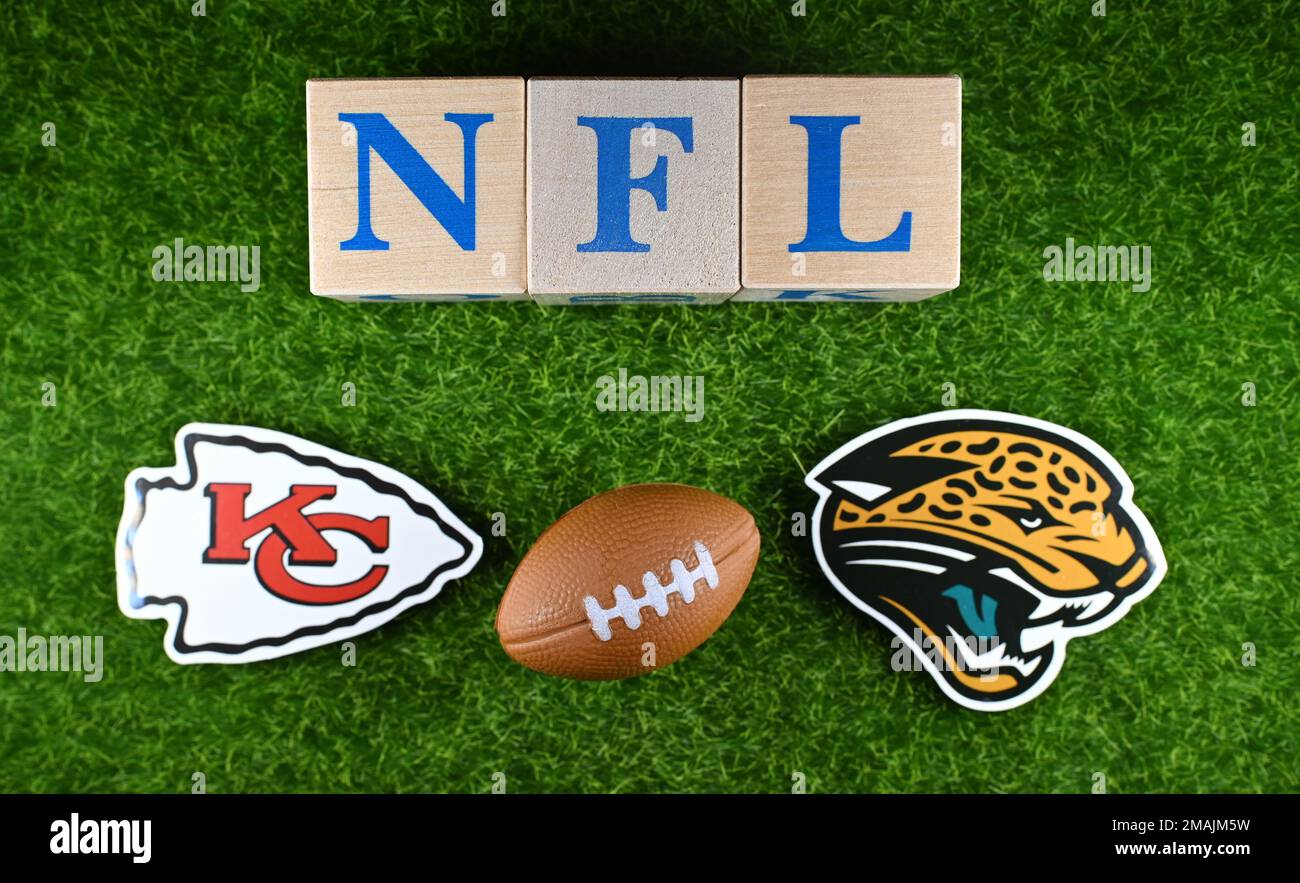 January 20, 2023, New York, USA. Emblems of football clubs ...