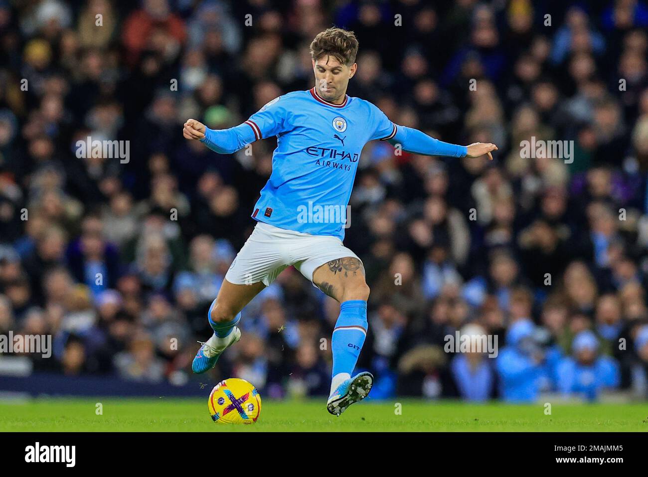 John Stones #5 of Manchester City in action during the Premier League ...
