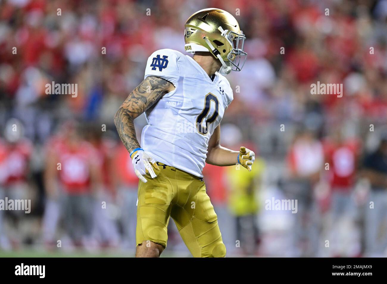 Notre Dame wide receiver Braden Lenzy lines up during the second ...