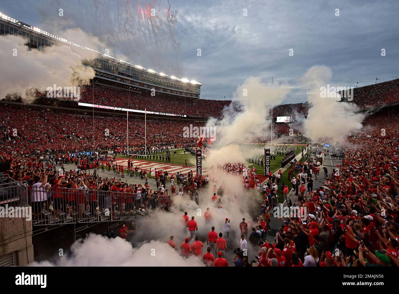 Ohio State players are introduced before an NCAA college football game ...