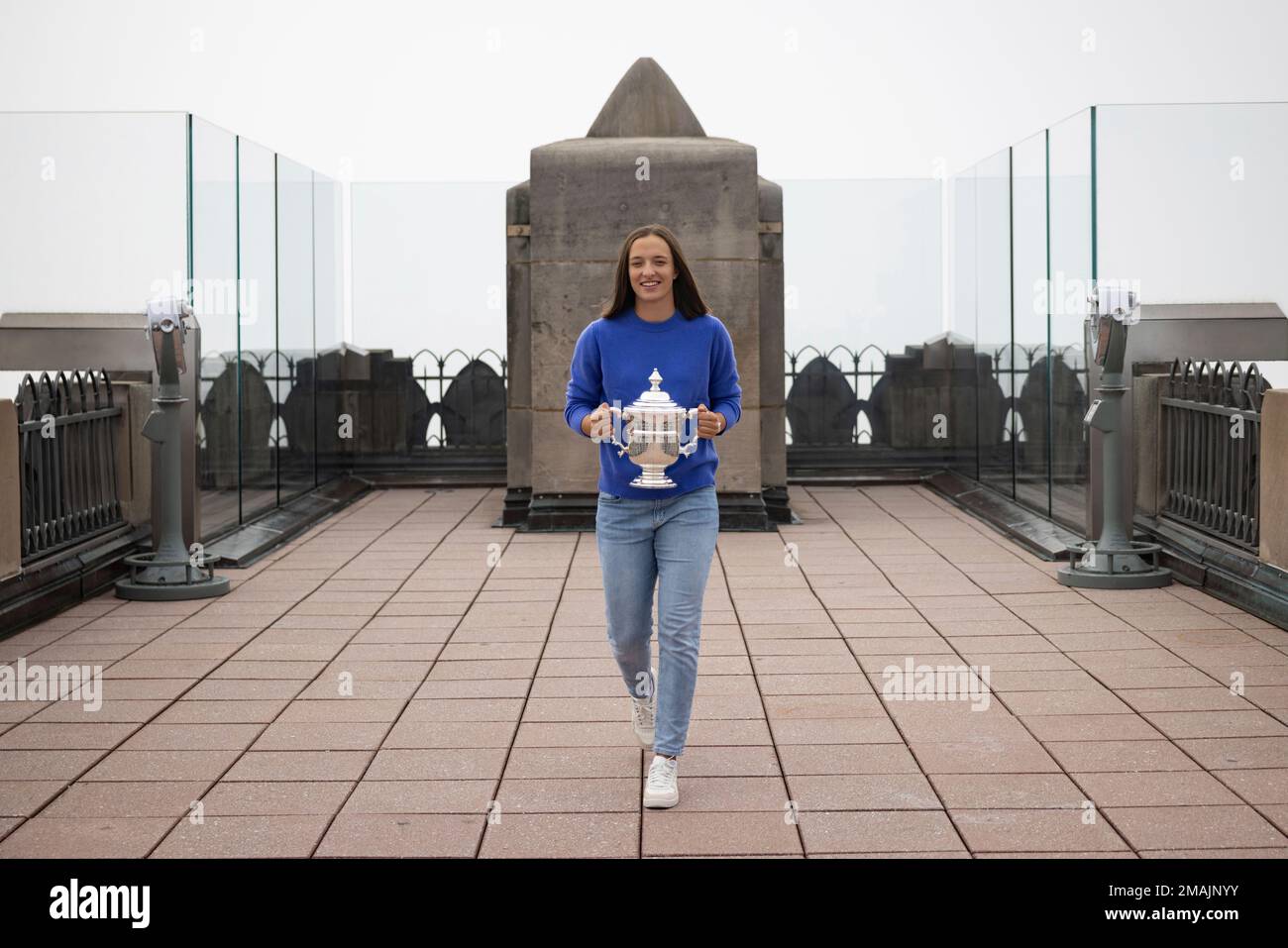 U.S. Open women's singles tennis champion Iga Swiatek poses at "Top of ...
