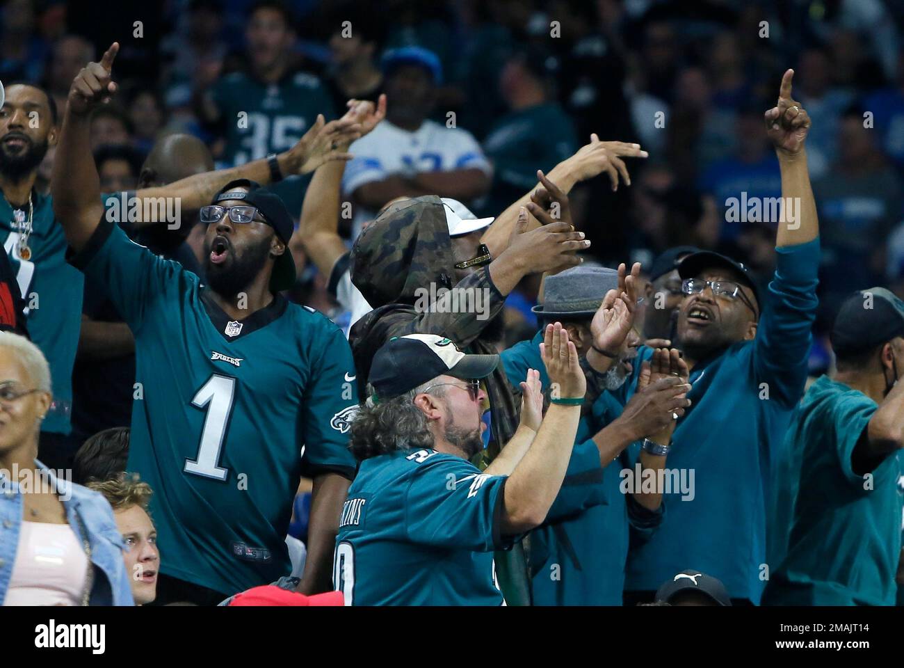 Philadelphia Eagles fans celebrate during the first half of an NFL ...