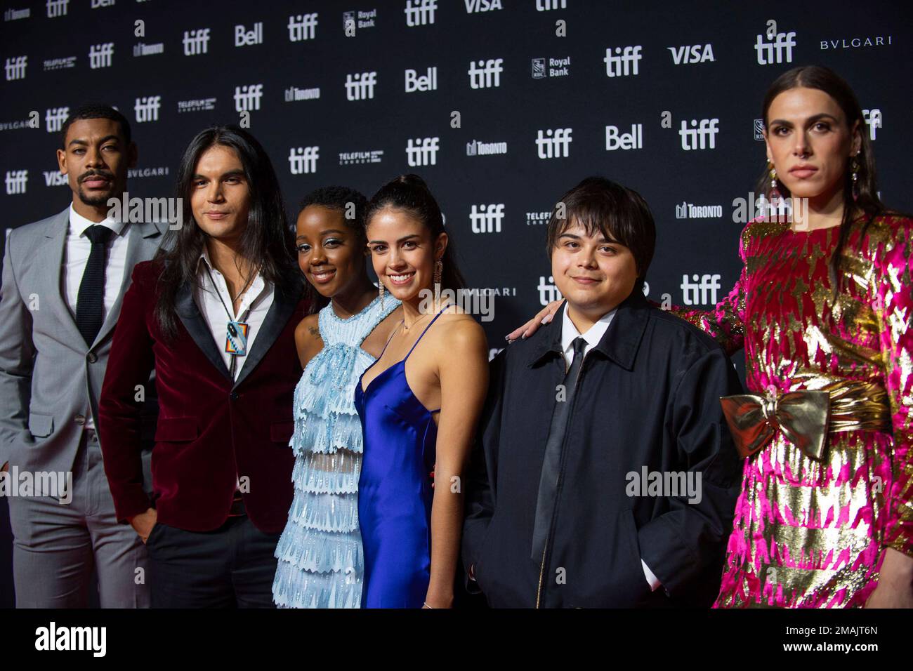 From left, Aaron Pierre, Joshua Odjick, Thuso Mbedu, Natalia Aranguren ...