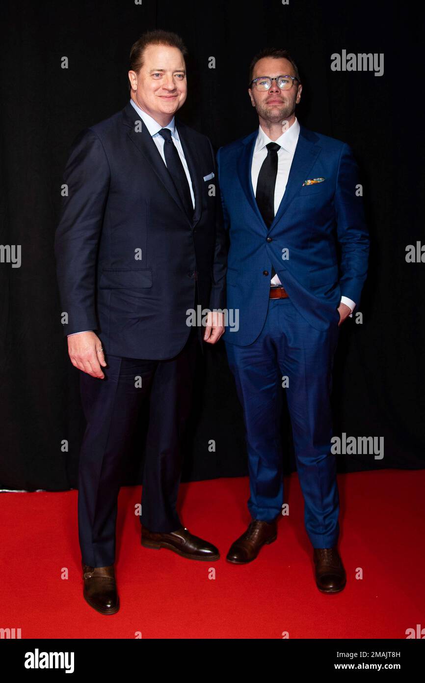Brendan Fraser, left, and Samuel D. Hunter attend the TIFF Tribute ...