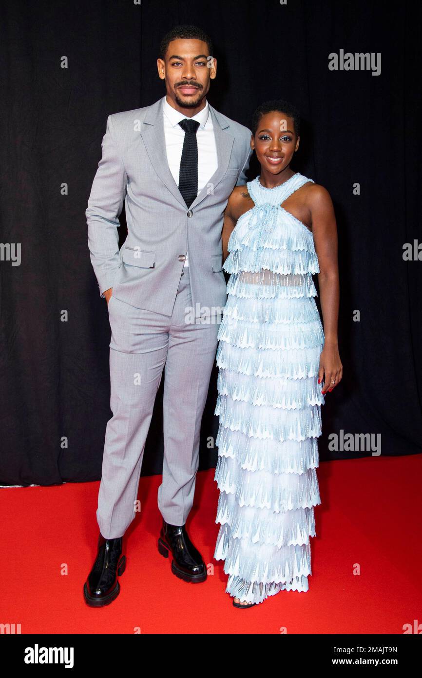 Aaron Pierre, left, and Thuso Mbedu attend the TIFF Tribute Awards at ...