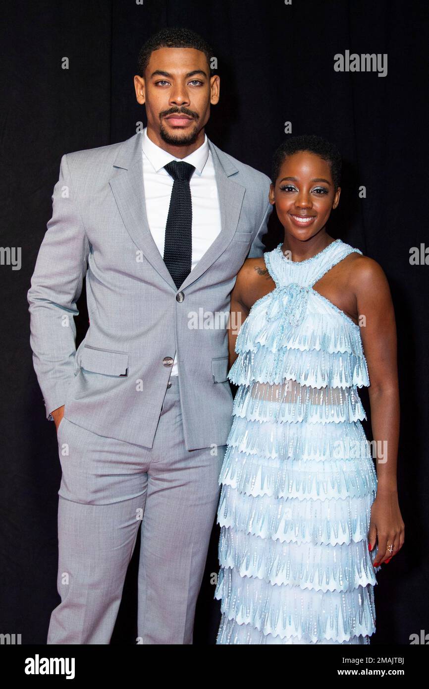 Aaron Pierre, left, and Thuso Mbedu attend the TIFF Tribute Awards at ...