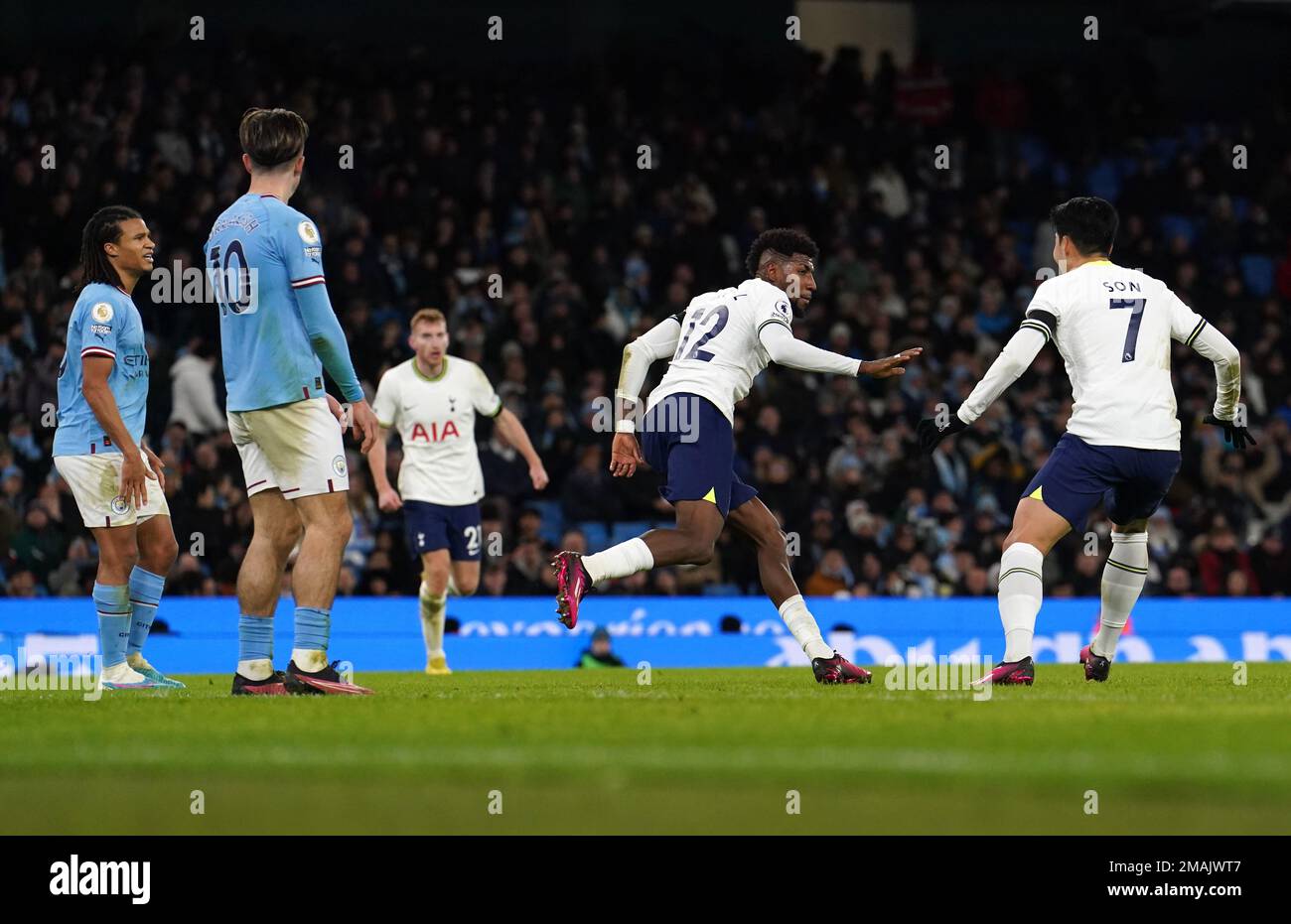 Tottenham Hotspur's Emerson Royal (second right) celebrates scoring ...