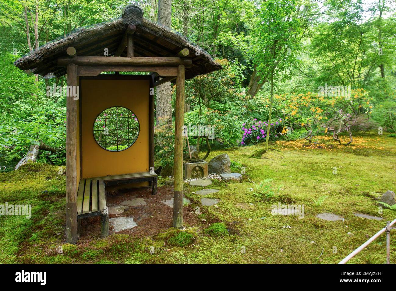 Modest (but authentic!) wooden alcove (gazebo) in Japanese garden in ...
