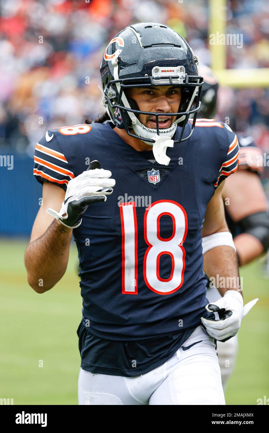 Chicago Bears wide receiver Dante Pettis smiles after scoring a ...