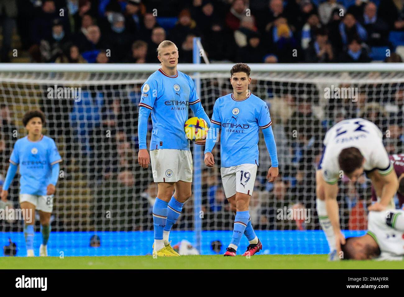 A dejected Erling Håland #9 of Manchester City after City got 0-2 down ...