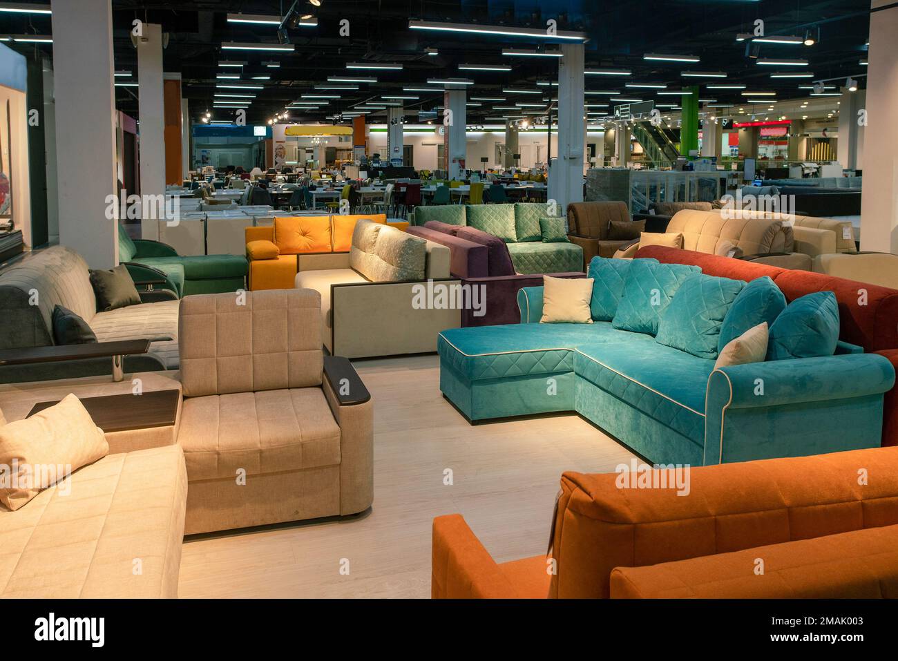 Typical furniture store in a shopping center (mall) in Moscow and the ...