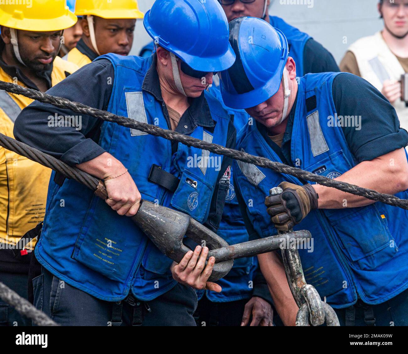 PHILIPPINE SEA (May 28, 2022) Seaman Michael Blanchard, left, from ...