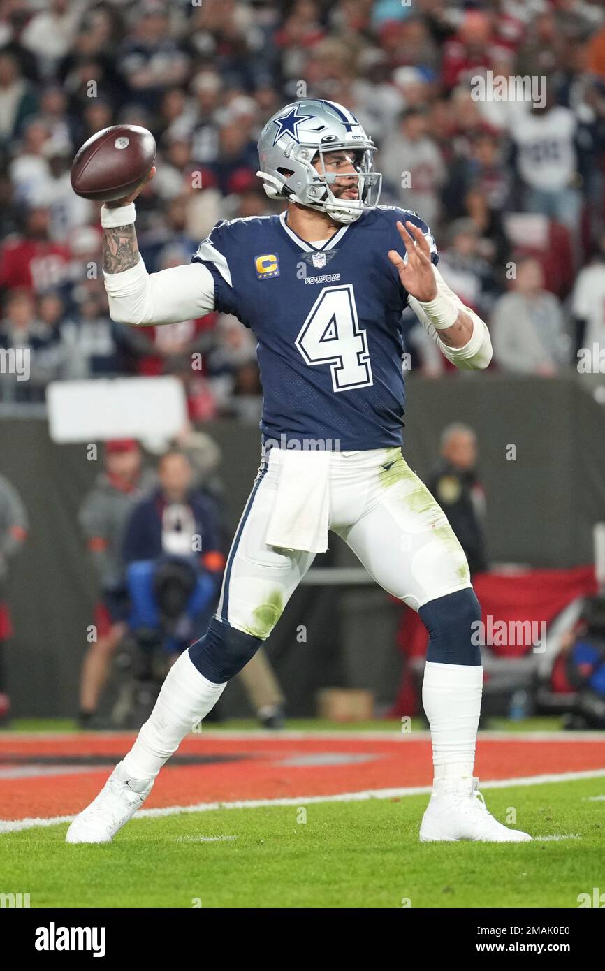 Dallas Cowboys quarterback Dak Prescott (4) makes a pass attempt during ...