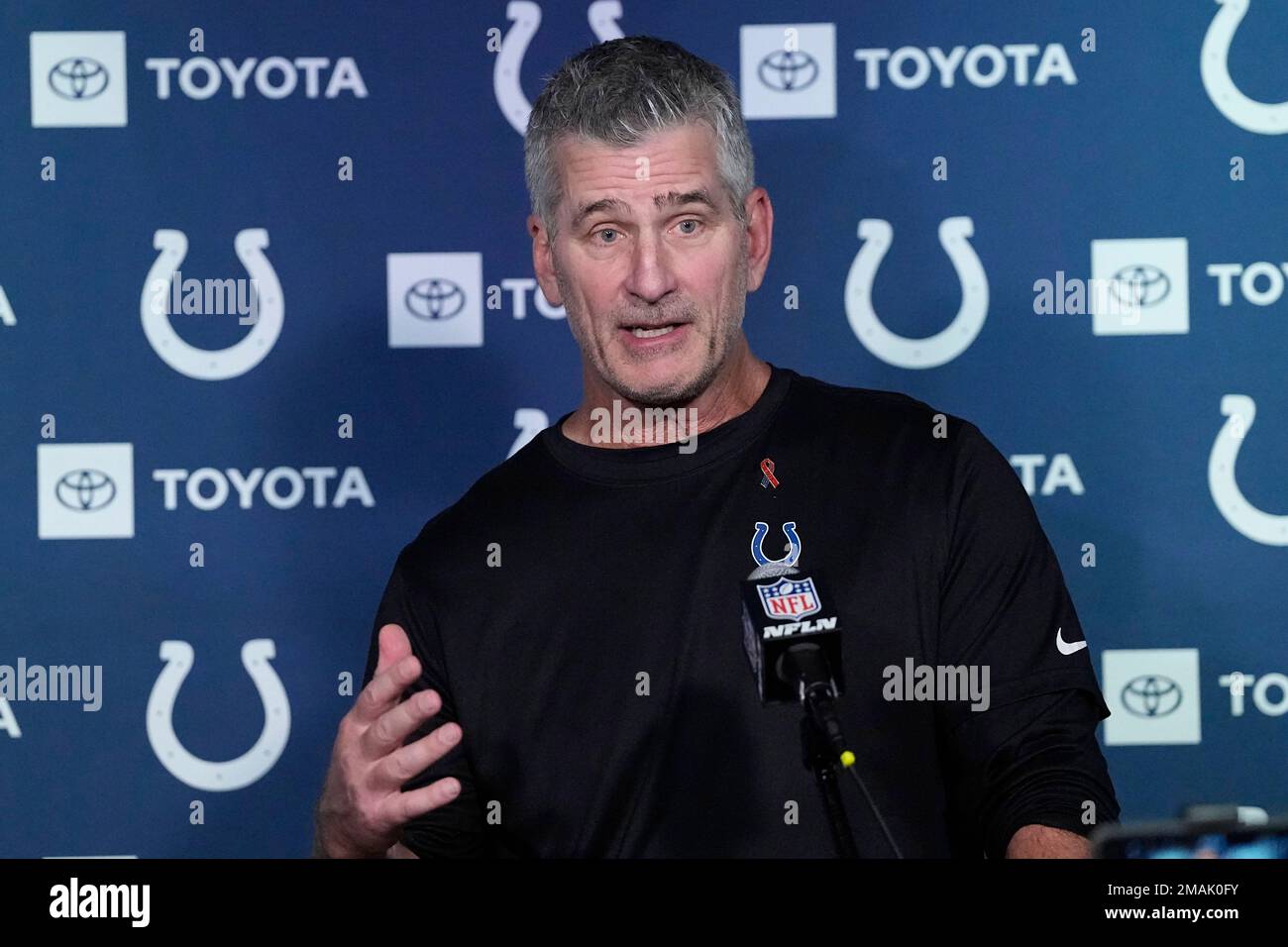 Indianapolis Colts coach Frank Reich answers a question after an NFL ...