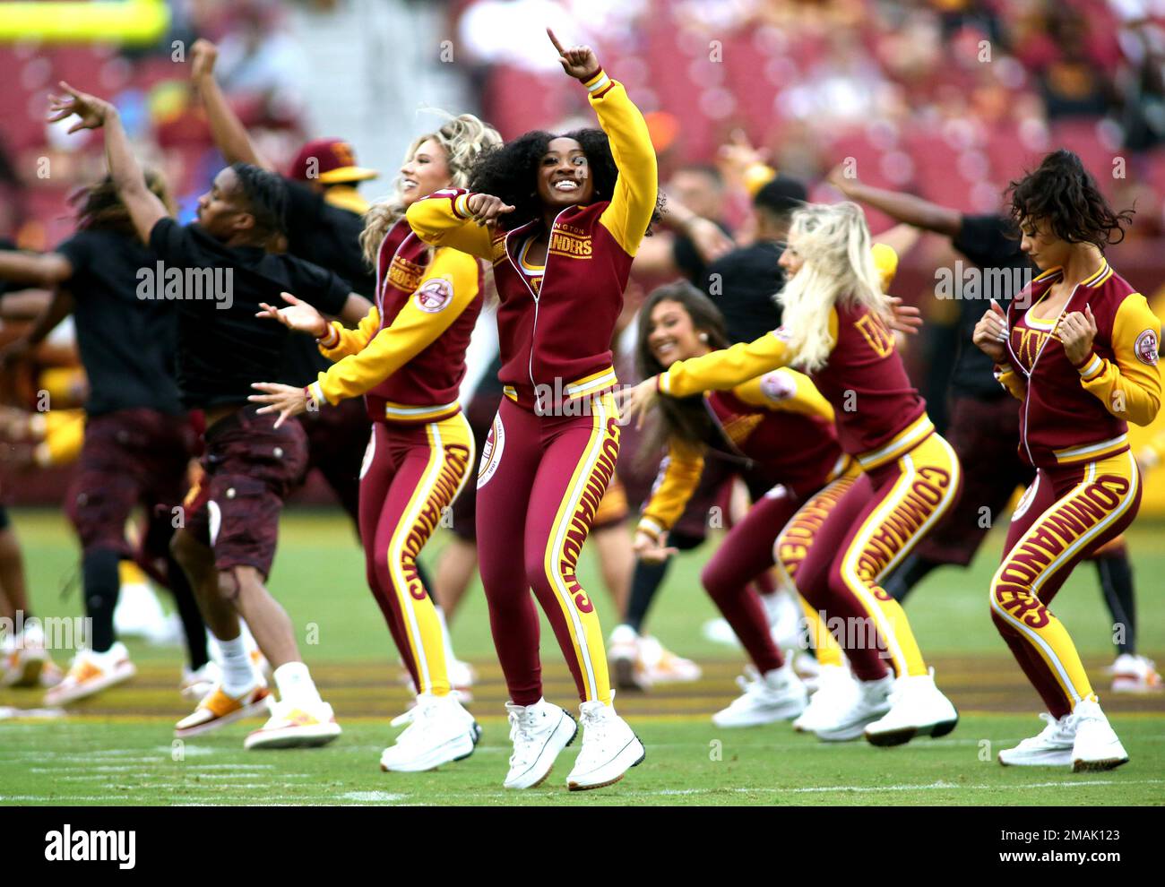 Washington Commanders cheerleaders perform during an NFL football game ...