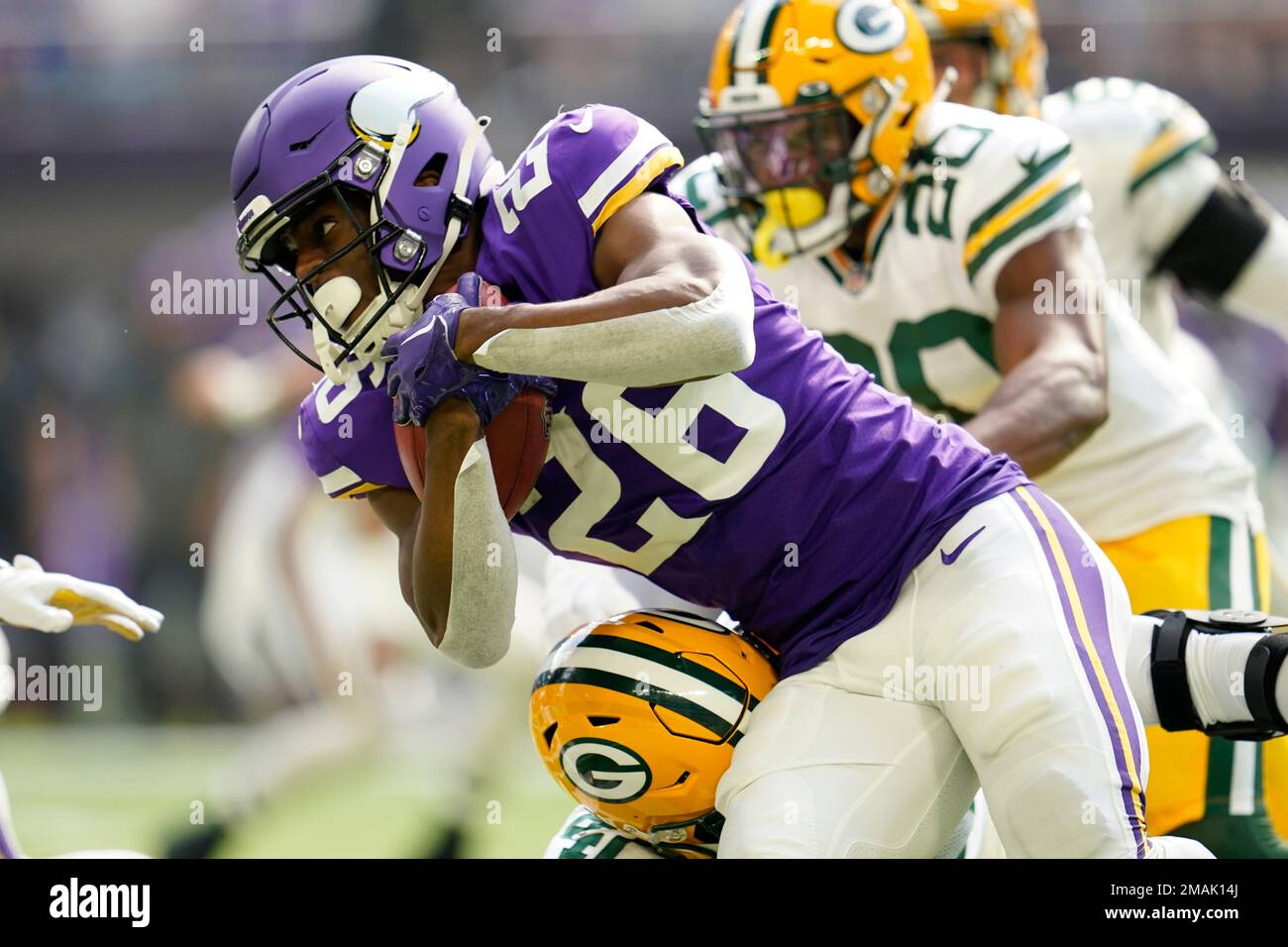 Minnesota Vikings running back Kene Nwangwu (26) carries the ball up ...