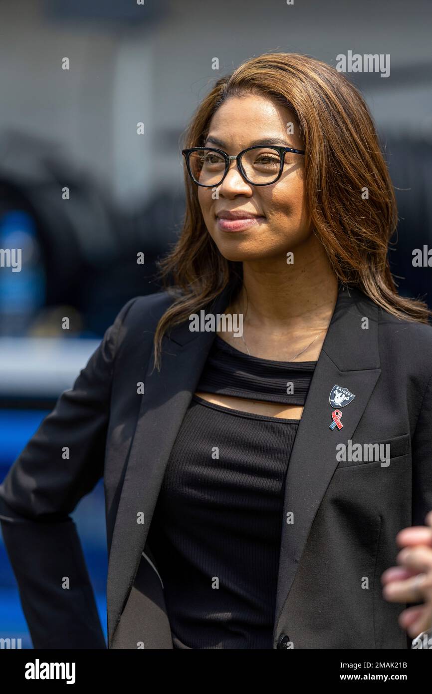 President Sandra Douglas Morgan of the Las Vegas Raiders stands on the ...