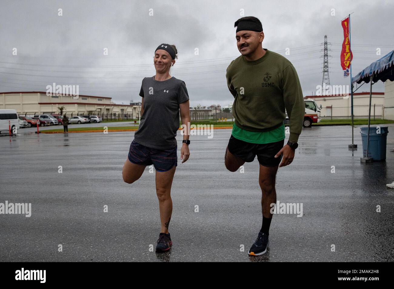 U.S. Marine Corps 1st Sgt. Christina Mota, left, company first sergeant ...