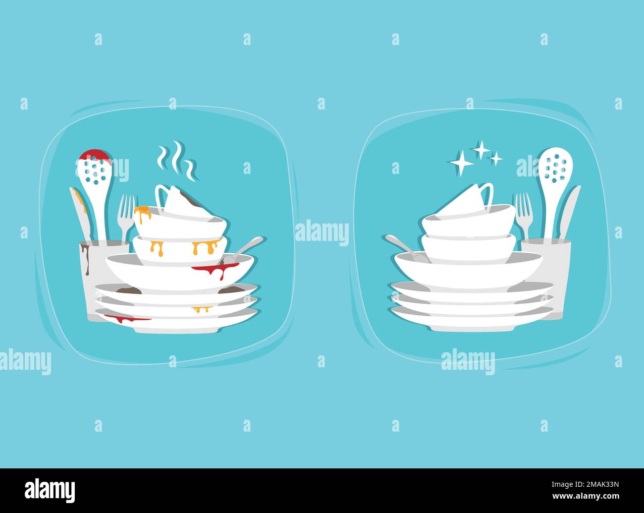 Dirty And Clean Dishes Clipart